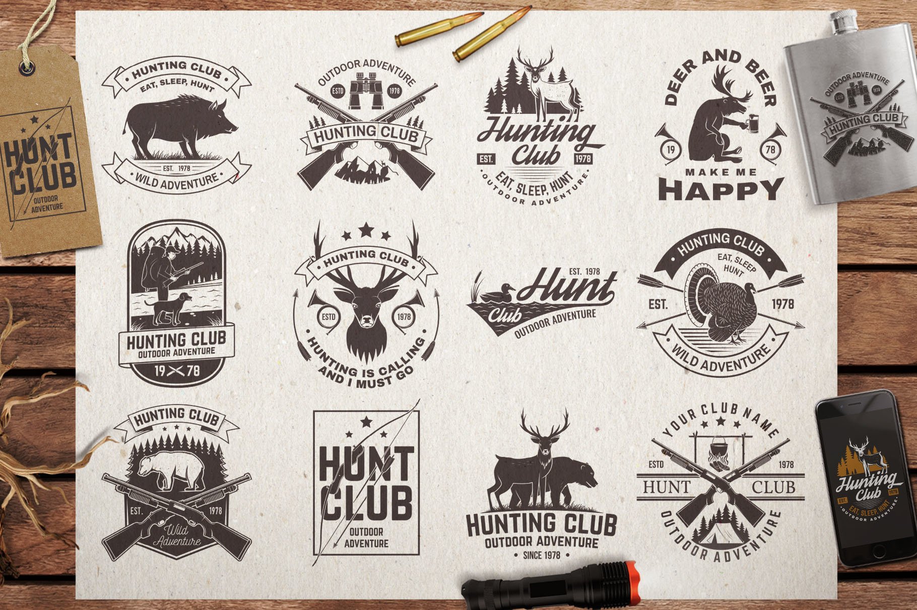 Hunting Club (681820) | Customizable Templates | Design Bundles