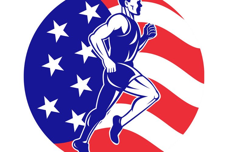 American Marathon runner stars stripes flag (250677) | Illustrations ...