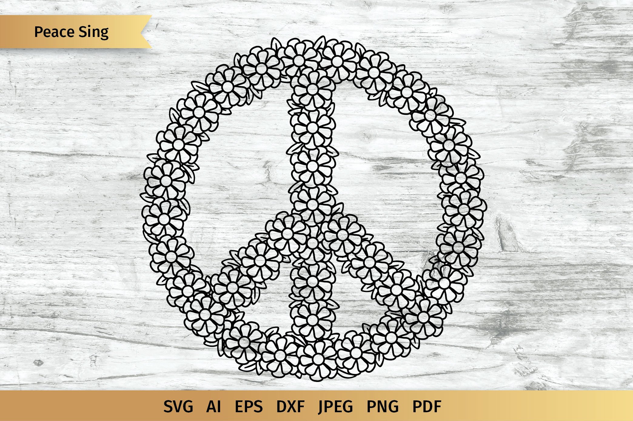 Peace Sign SVG | Floral SVG Peace Sign (424265) | Illustrations ...