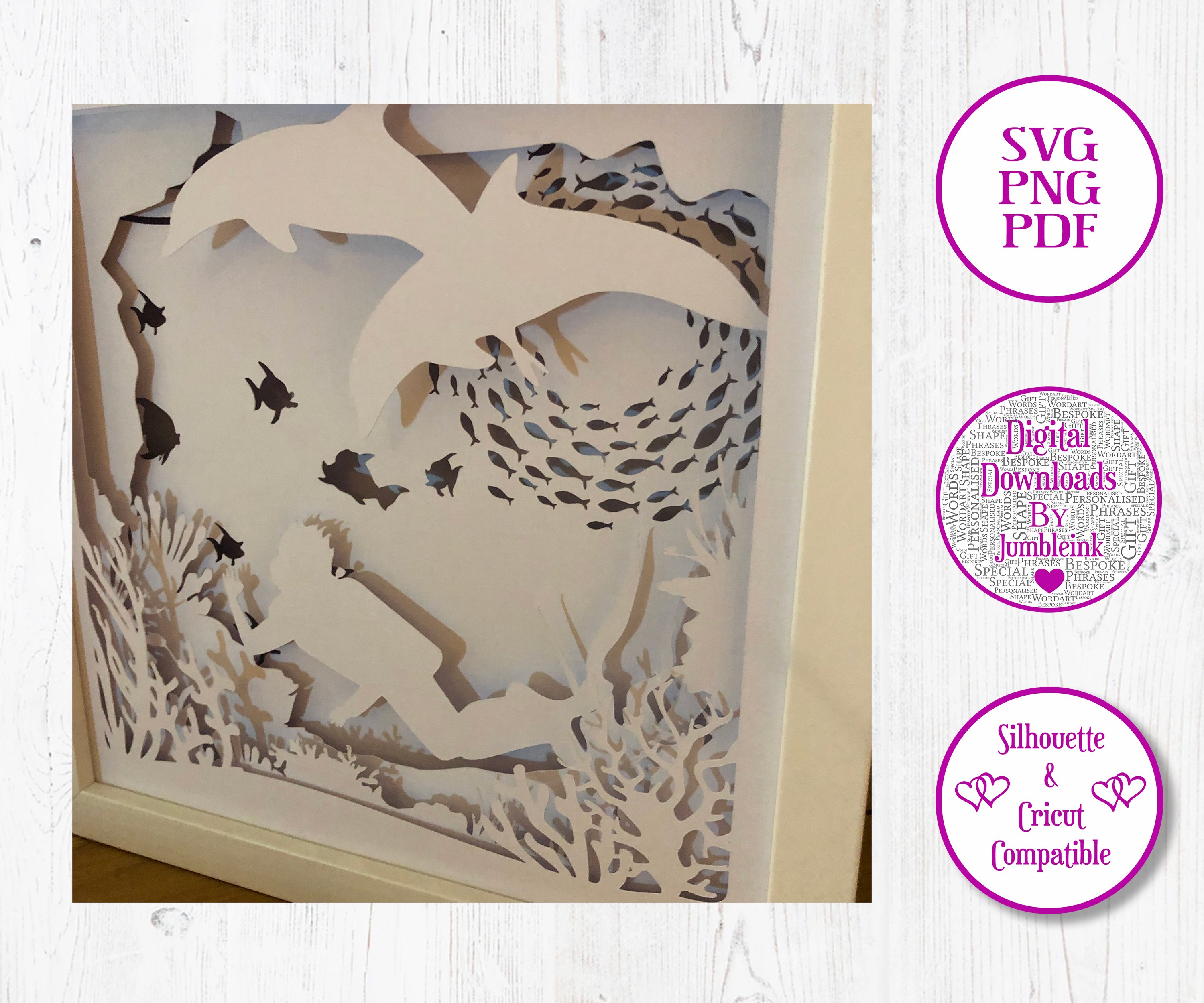 Seascape - 3D Paper Cut Template Light Box (787531) | Cut Files ...