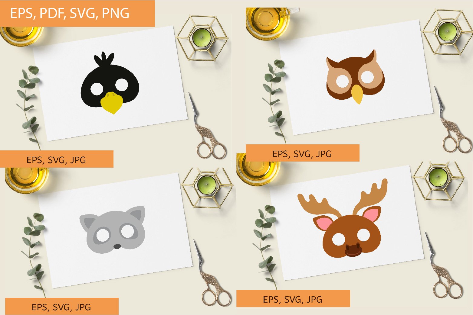 DIY Printable Masks Bundle, Face Masks SVG, Paper Masks (1283835 ...