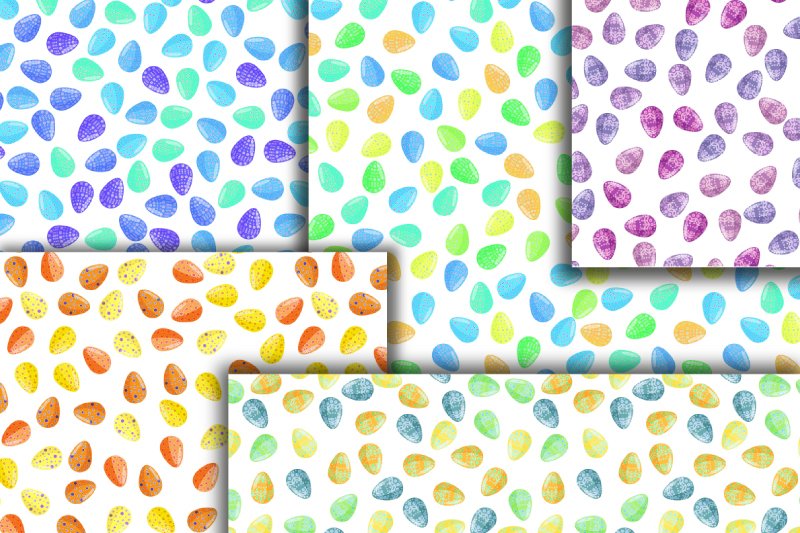10 Easter eggs digital paper. Easter seamless pattern (219326 ...