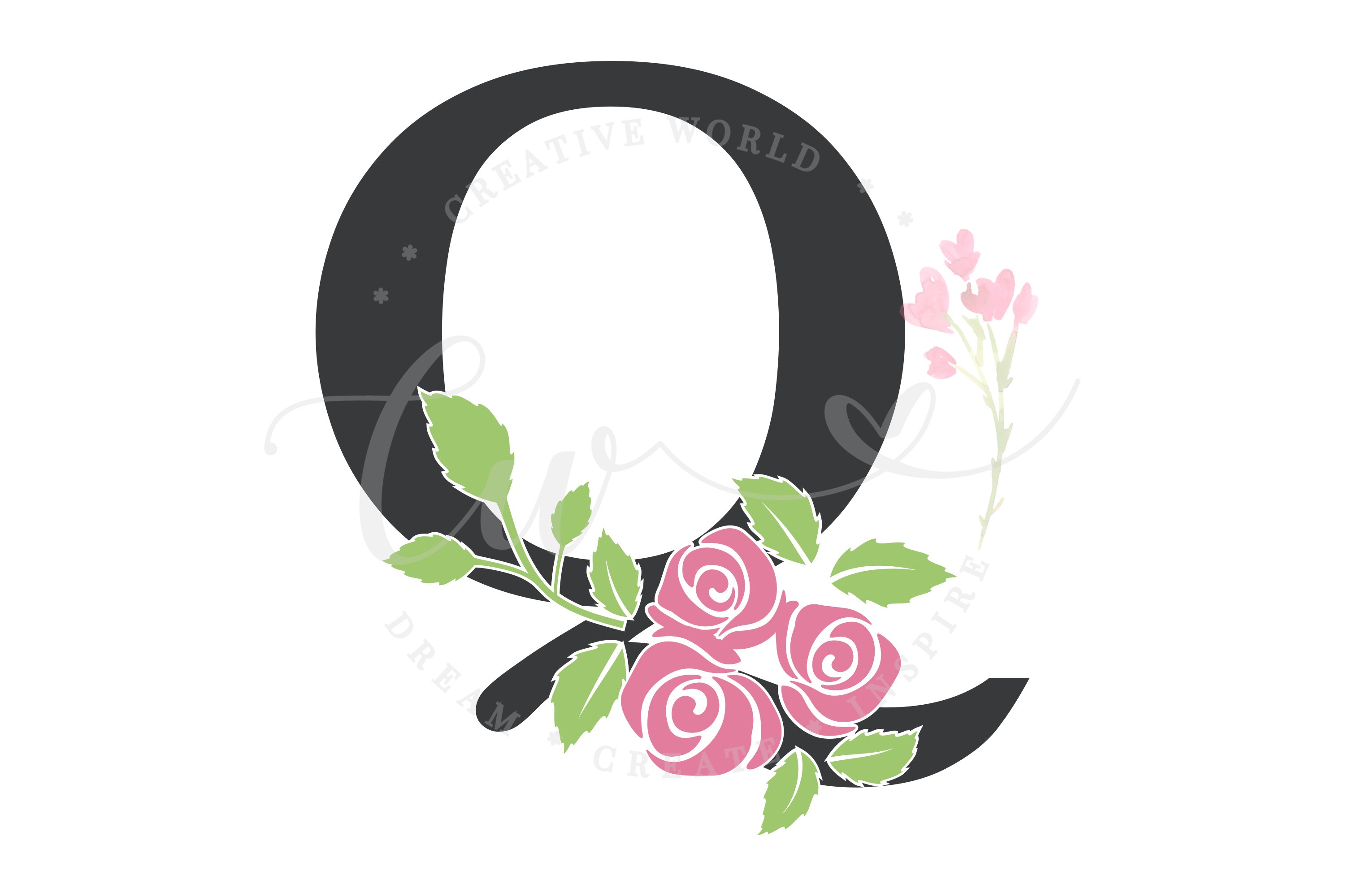 Letter Q Rose Floral Alphabet SVG | Flower Alphabet SVG (578739) | SVGs ...
