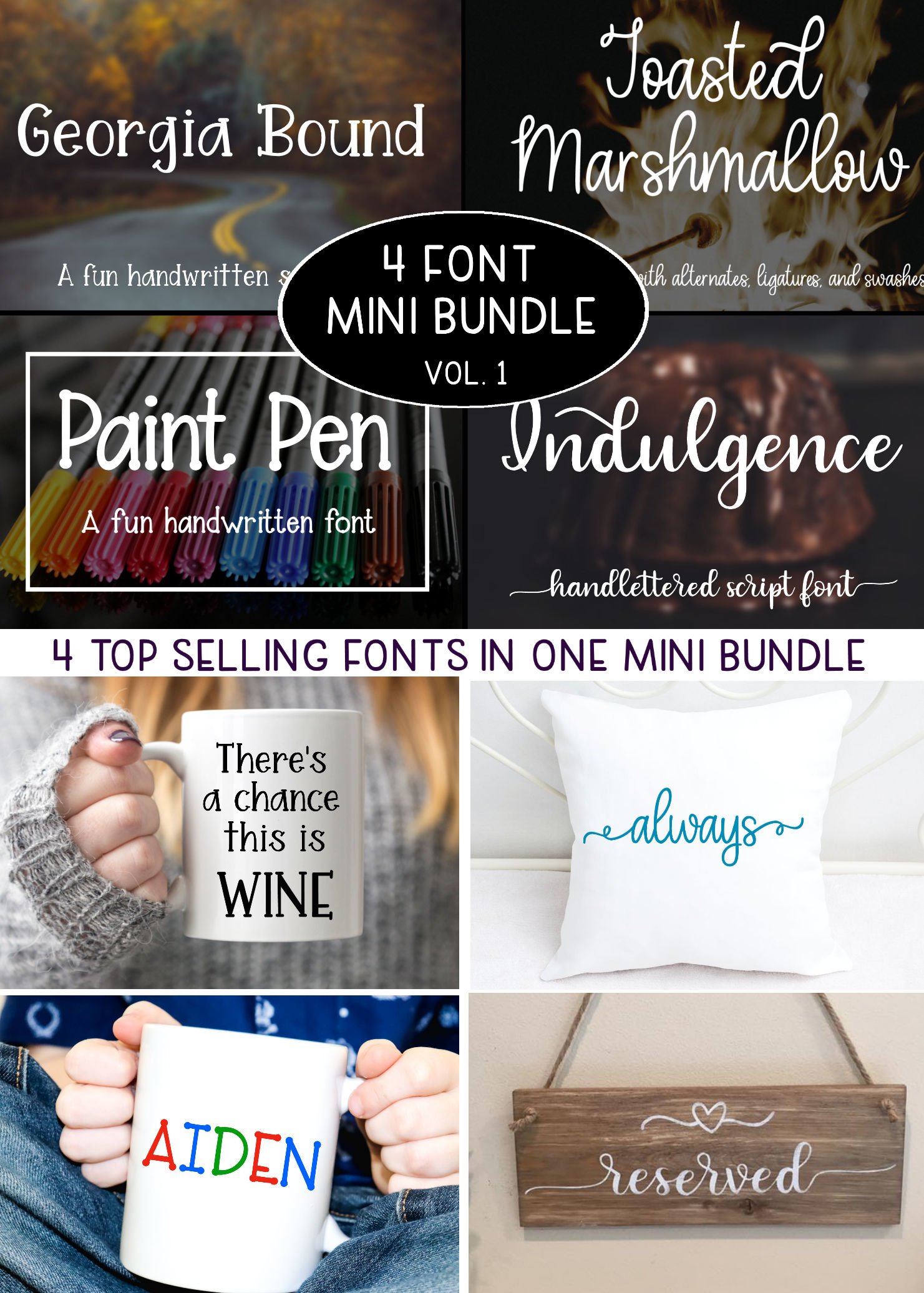 4 Font Mini Bundle - Volume 1 (261702) | Packs / Bundles | Font Bundles