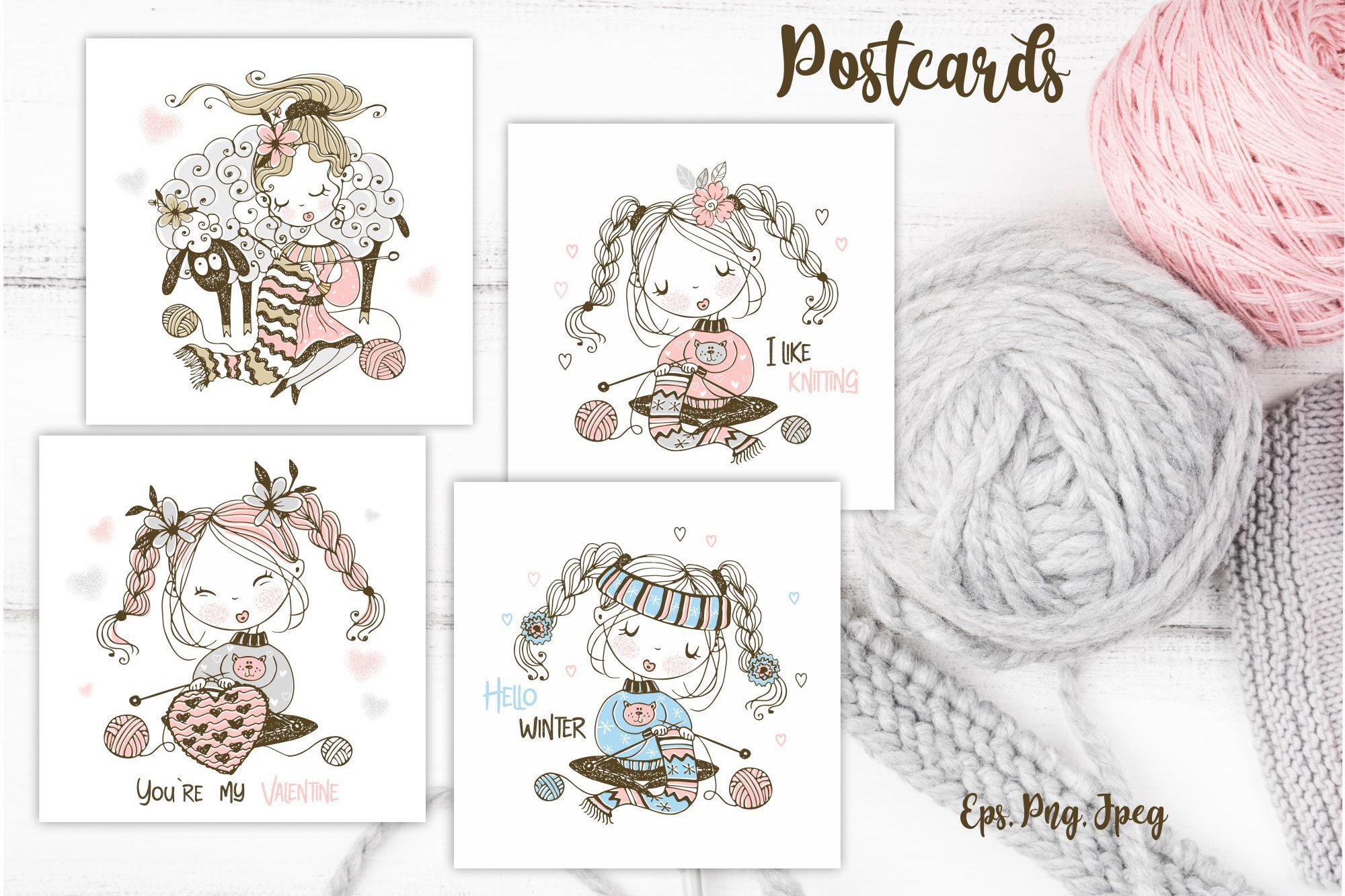 Knitting. (713682) | Illustrations | Design Bundles