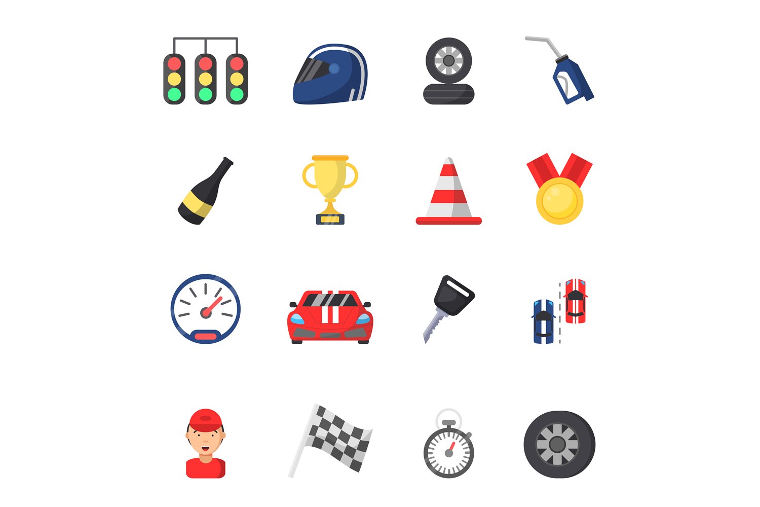 Sport symbols of racing. Car, motor, track and other flat ic (825466 ...