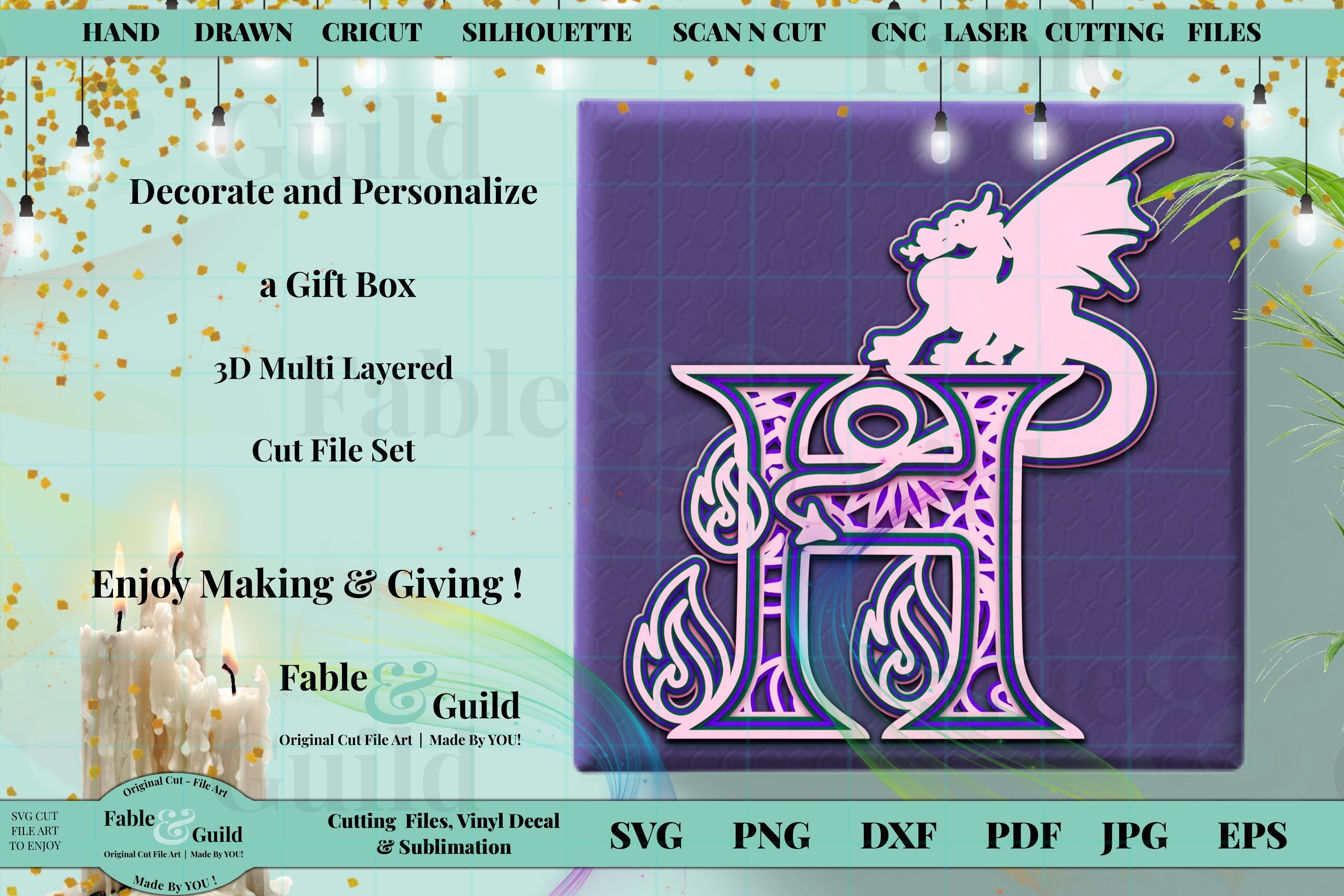 Dragon Alphabet Monogram 3D Layered Letter SVG SCANNCUT (1047243) | Cut ...