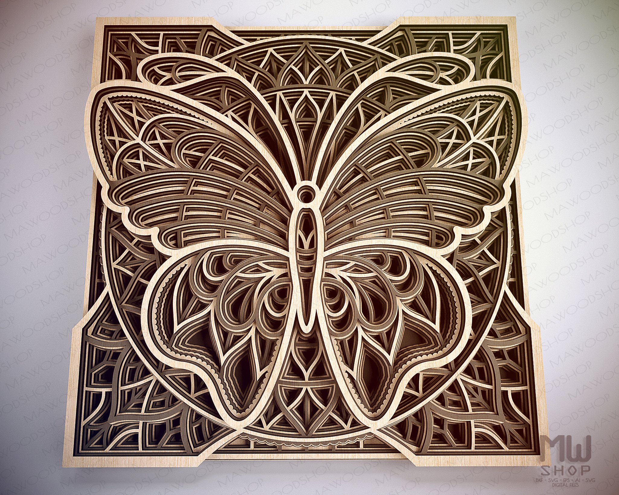 A01 - Layered Butterfly DXF Laser Cut, Layered Butterfly SVG (806366 ...