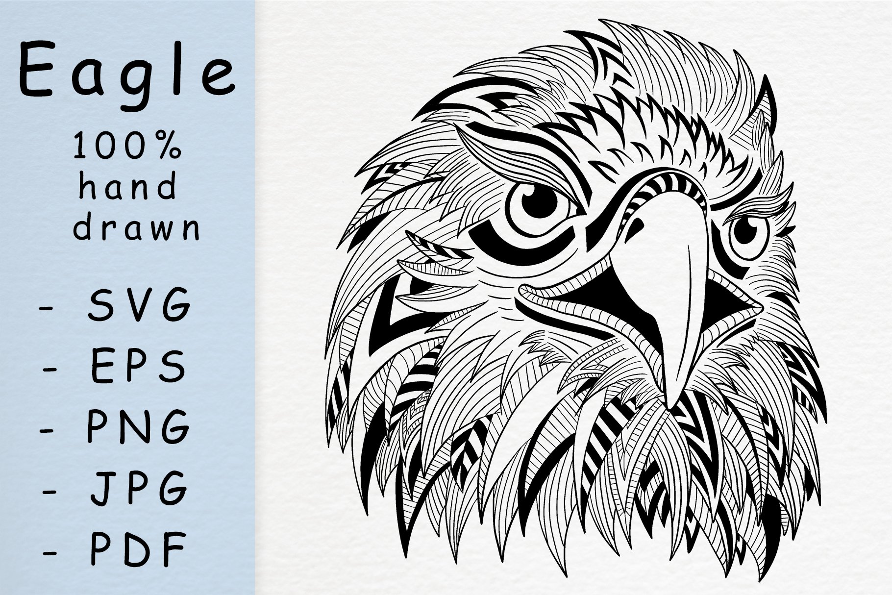 Hand drawn Eagle head with patterns