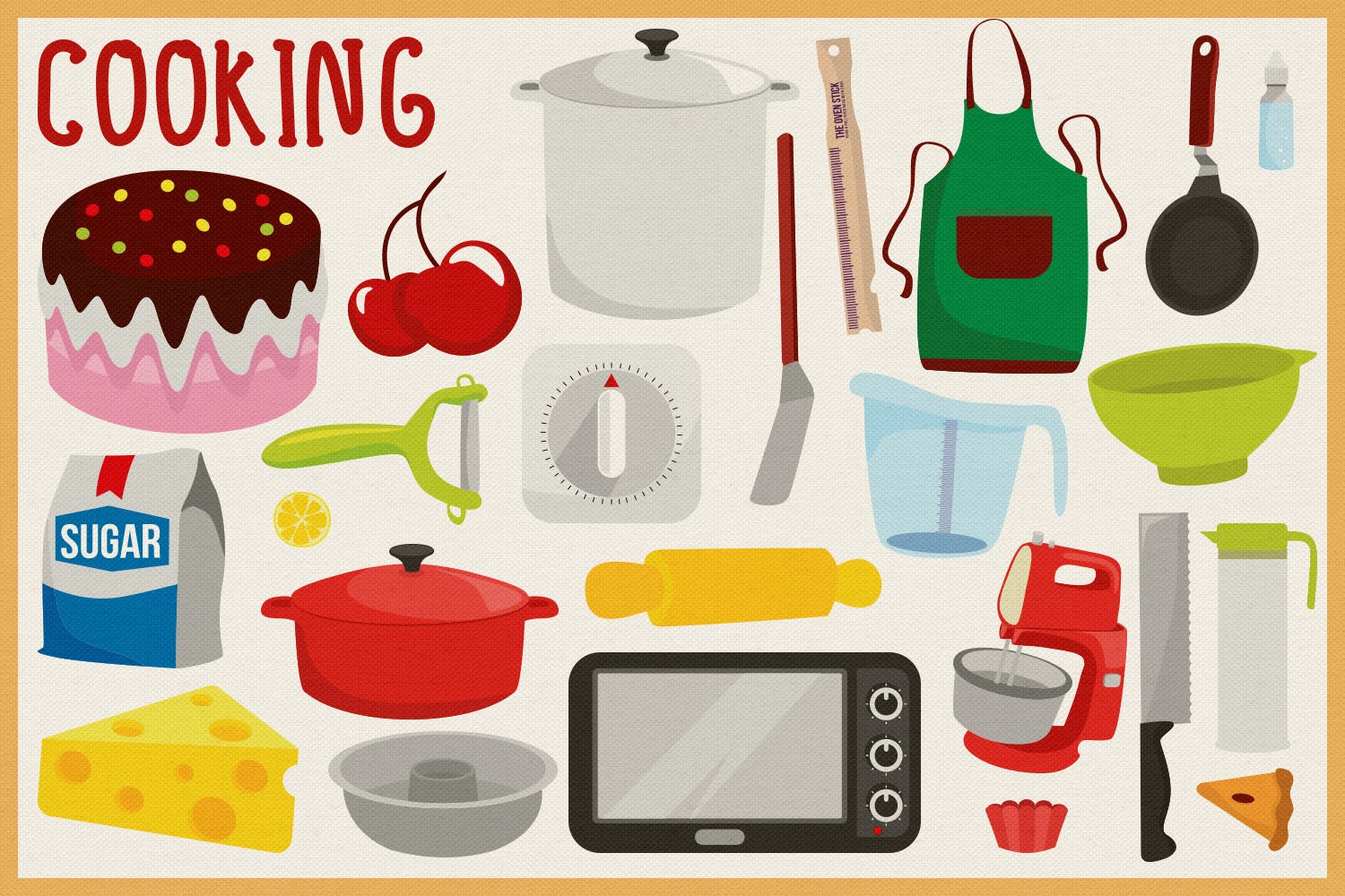 85 Baking and Cooking Vector Clipart & Seamless Patterns