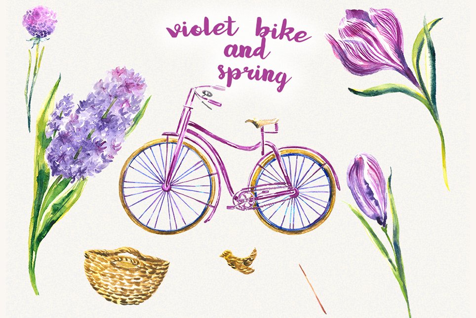 Bike clipart, Bicycle clipart, Spring flower clipart (209640 ...