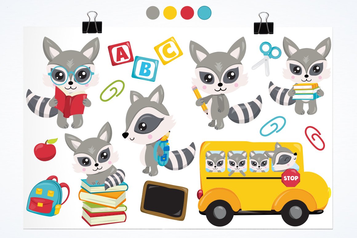 School Racoons Graphics and illustrations, vecto