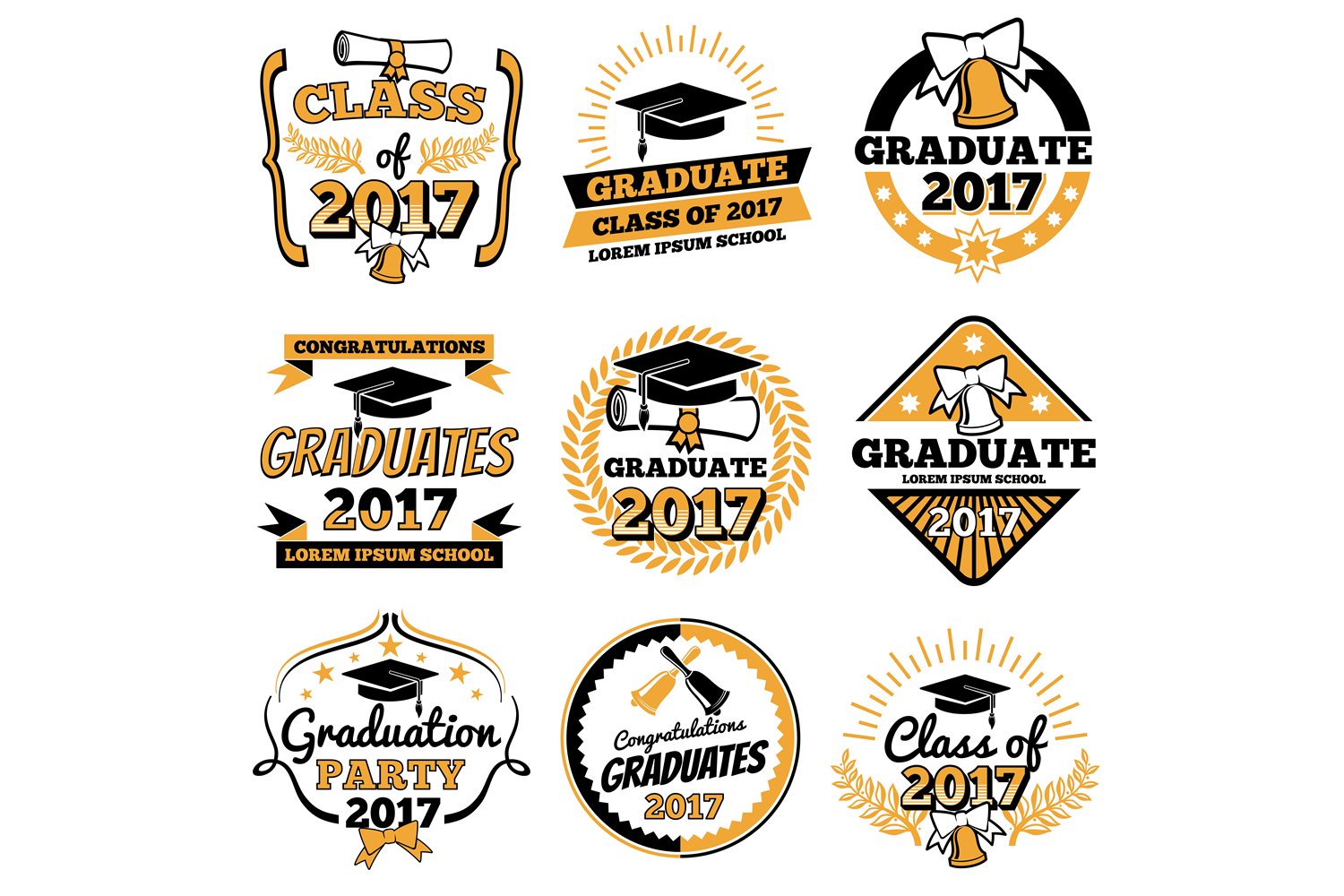 Vintage student graduate vector badges. Graduation celebrati (862773 ...