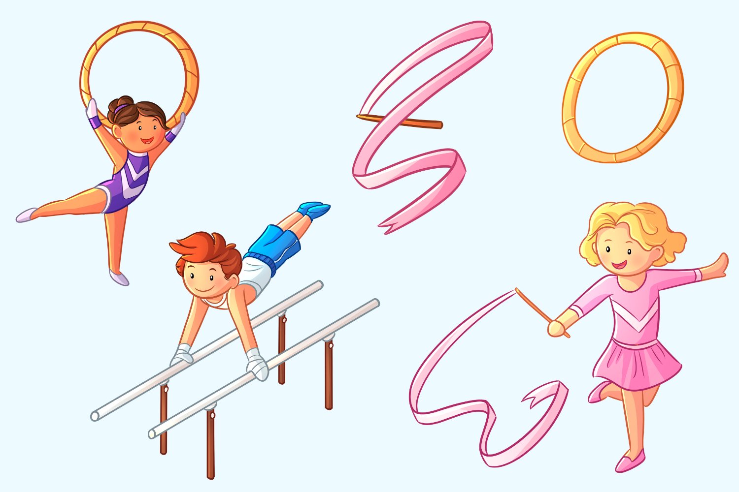 Gymnastics Kids Clip Art Collection (561888) | Illustrations | Design ...