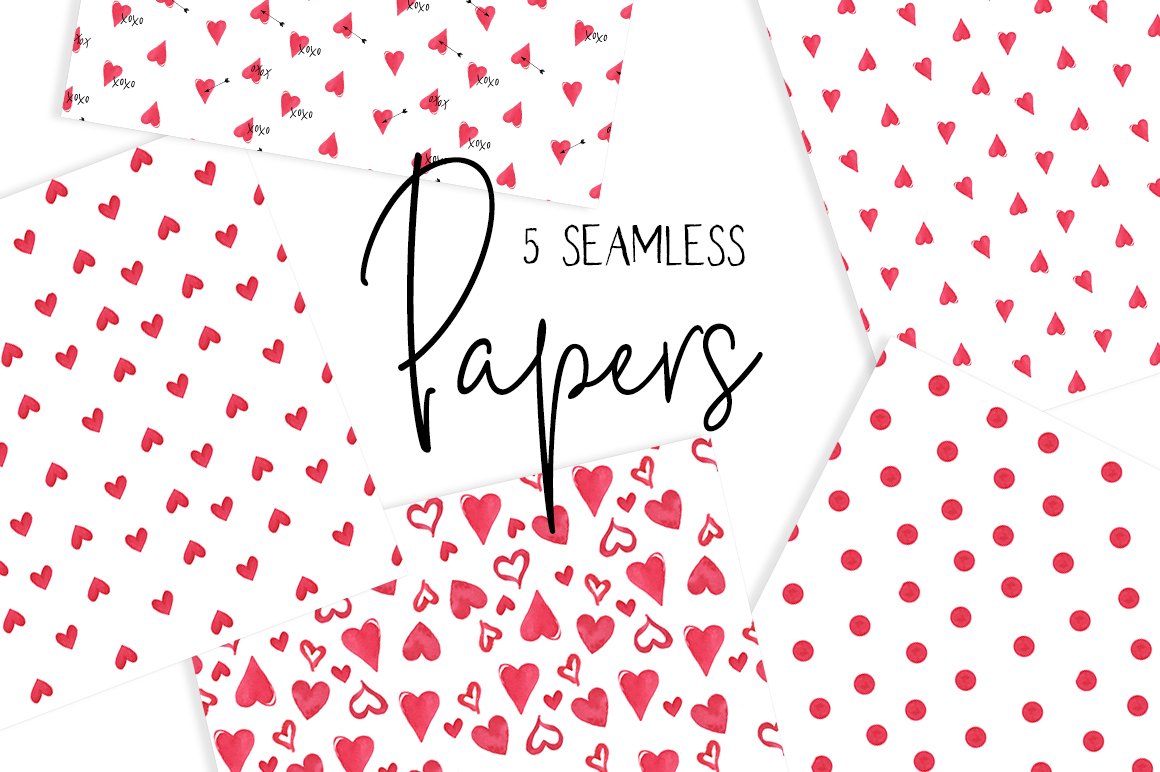 Red Valentine's Day Mini Bundle and Digital Papers (426968) | Patterns ...