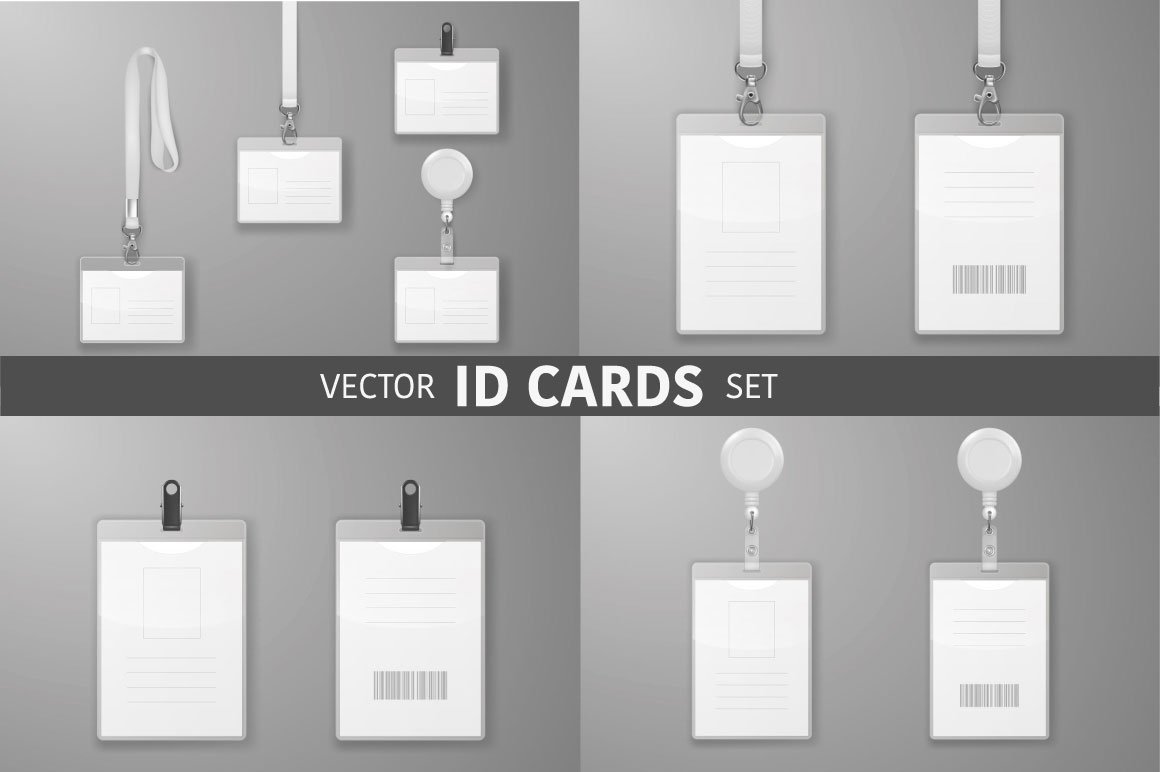 ID Cards. Vector Set. (1123631) | Vectors | Design Bundles