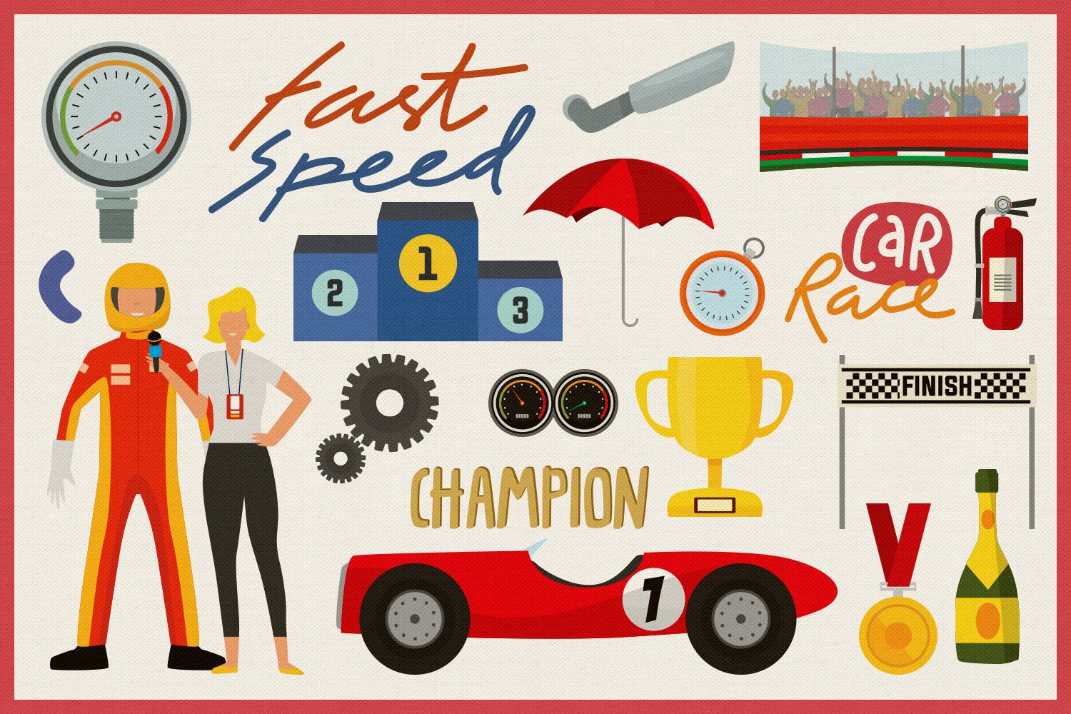 Car Race Vector Clipart Pack