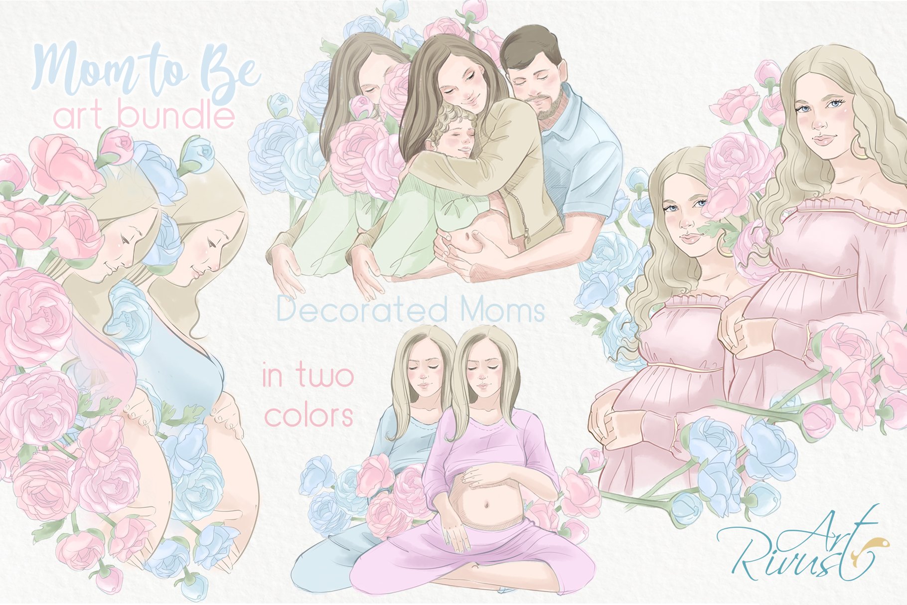Mother to be PNG bundle. Pregnancy Baby Shower Girl Boy (383088 ...