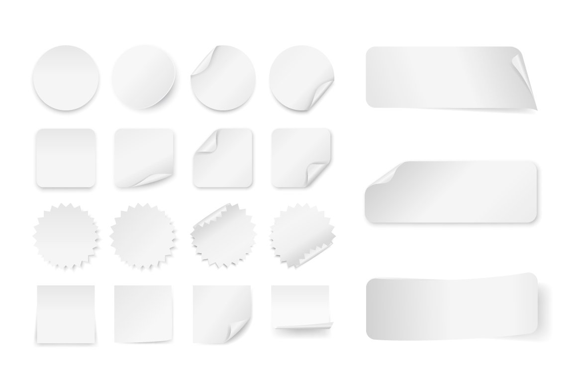 White Paper Stickers. (677025) | Vectors | Design Bundles
