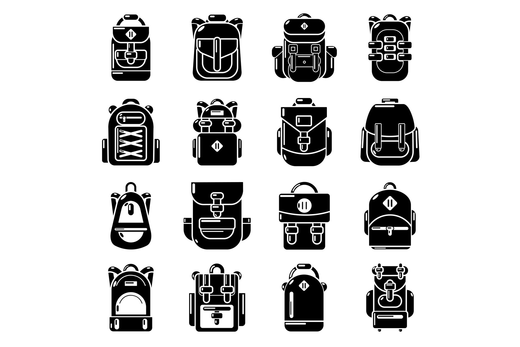 Backpack icons set, simple style (366580) | Icons | Design Bundles