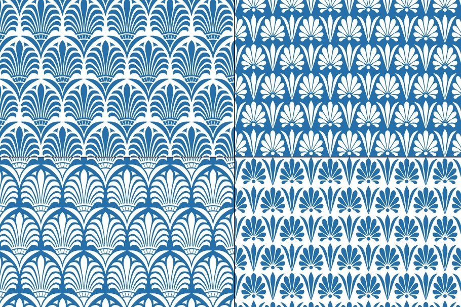 Seamless Blue White Greek Ornamental Patterns (180449) | Patterns ...
