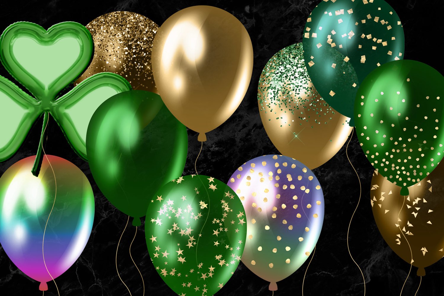 St Patricks Day Balloons Clipart (419835) | Patterns | Design Bundles