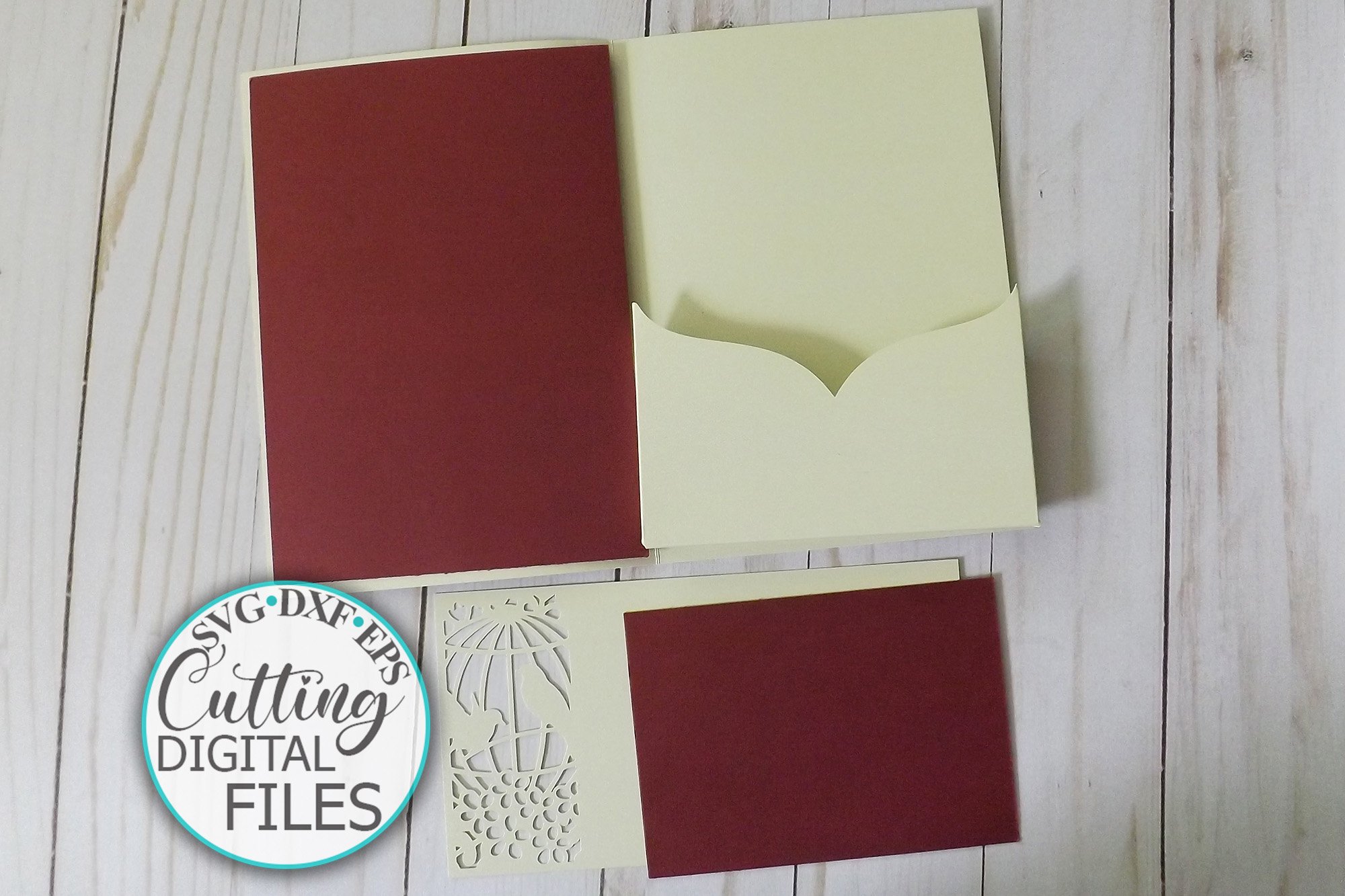 Gate Fold Trifold Pocket Wedding invitation svg dxf (847074 ...