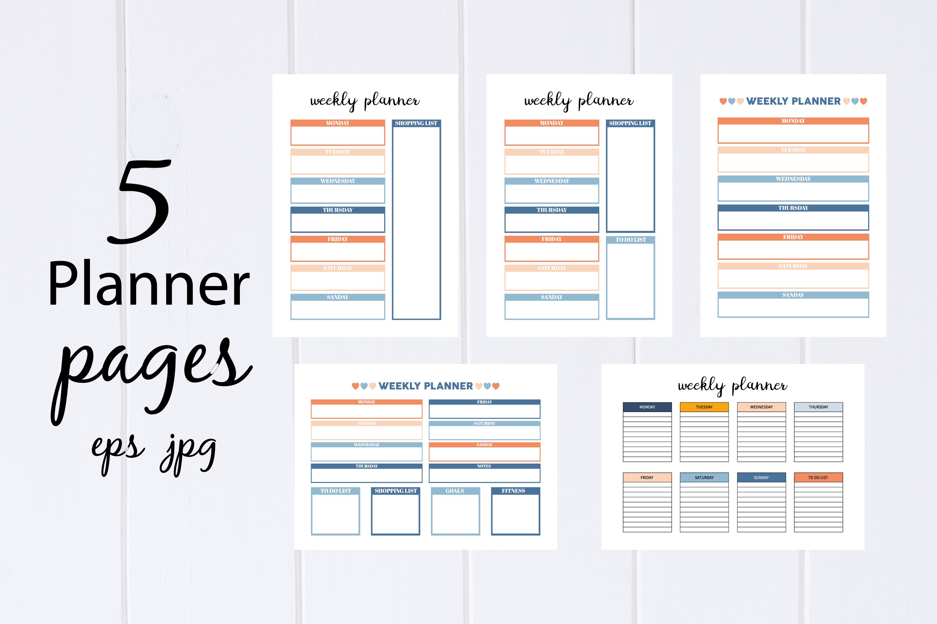 Planner pages A4 size, printable digital templates bundle (668575 ...