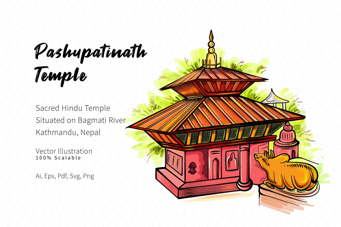 Pashupatinath Temple Vector Illustration (219988) | Illustrations ...