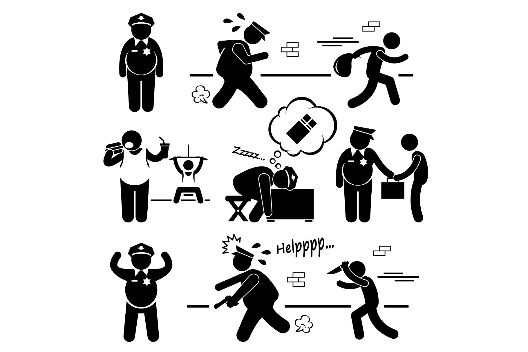 Police Officer Stick Figure Clip Art Black And White