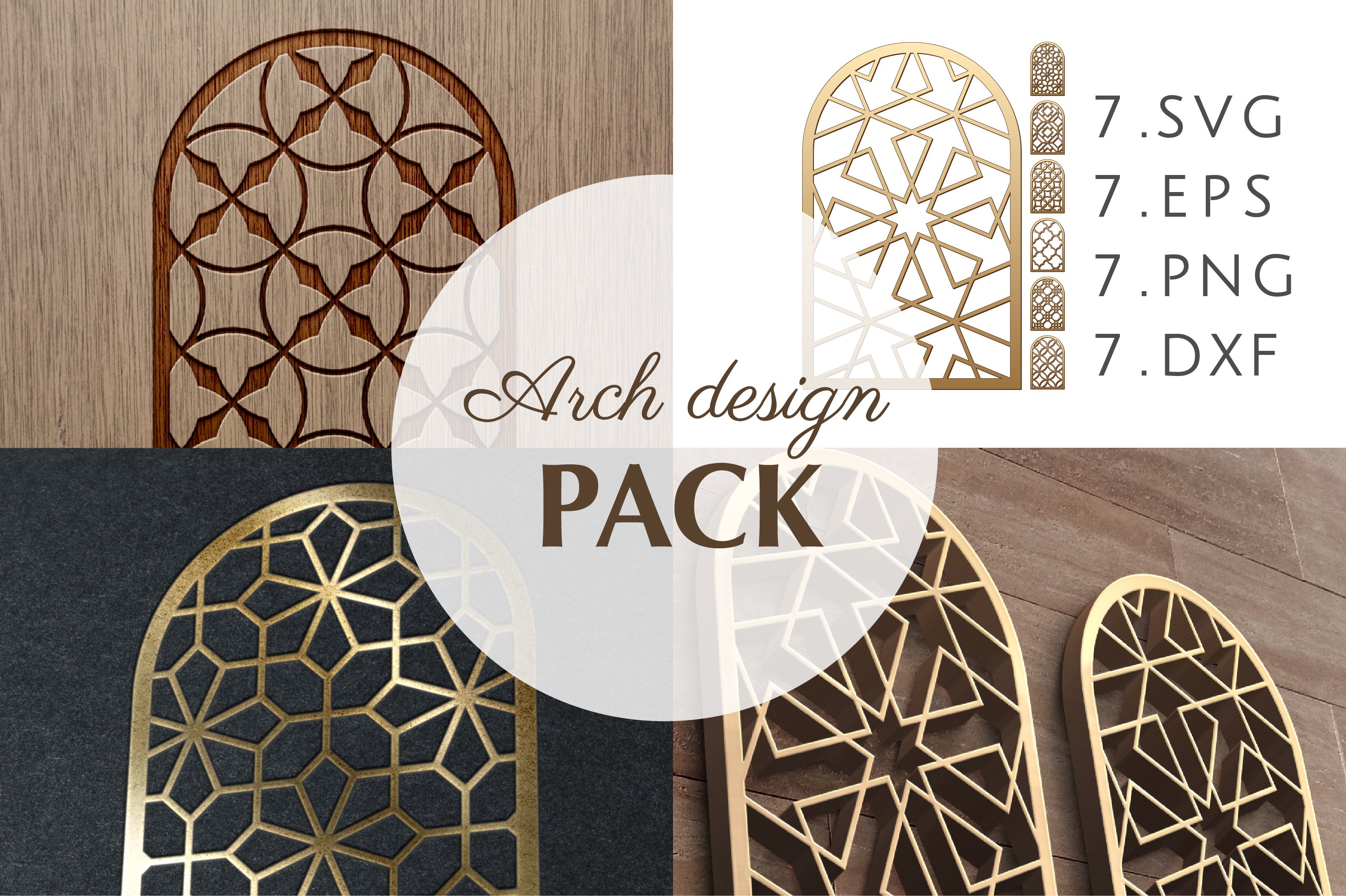 7 SVG templates, Arch wall & window decor, Geometric stencil (444276 ...