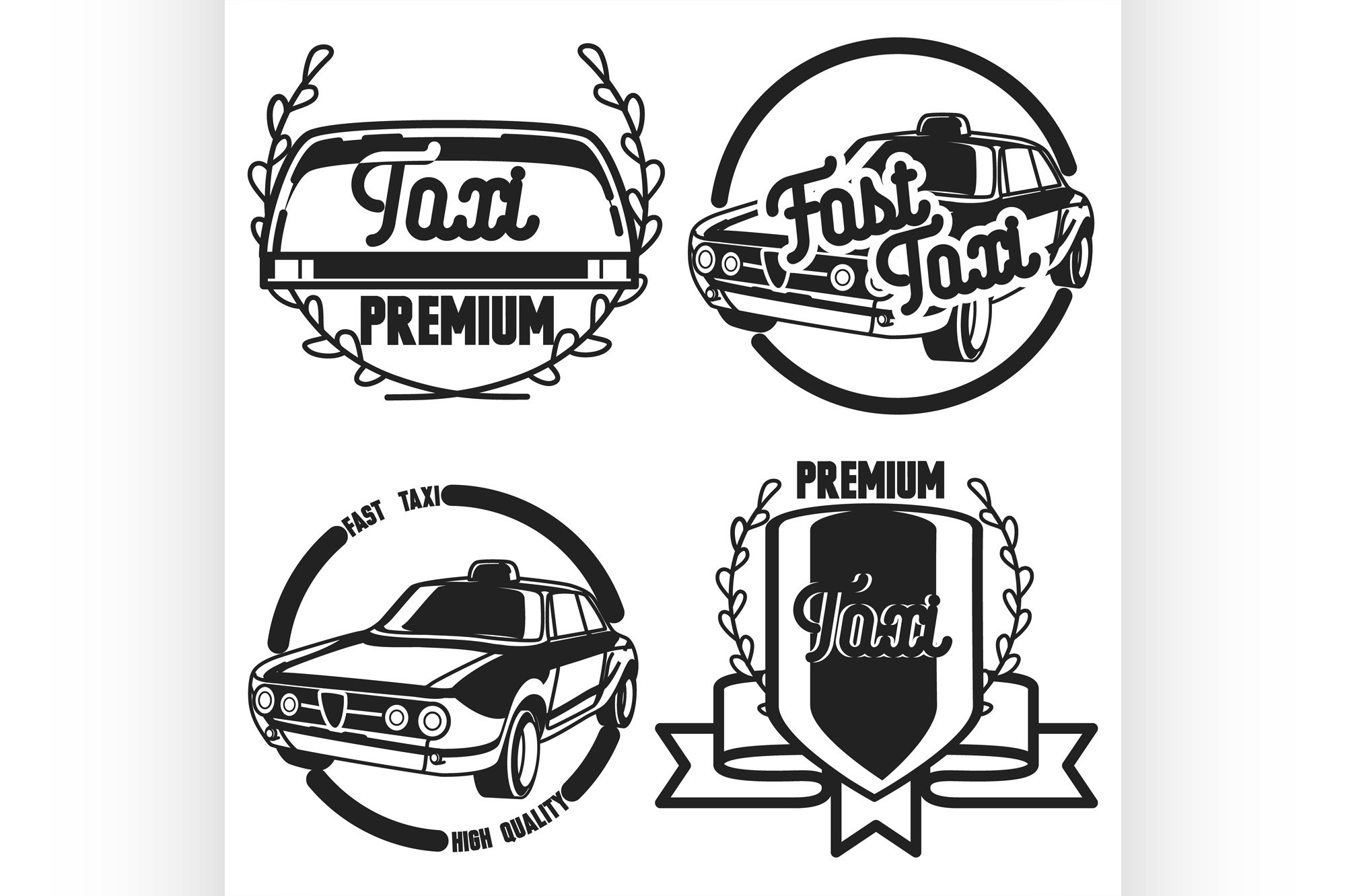 Vintage taxi emblems (674387) | Illustrations | Design Bundles