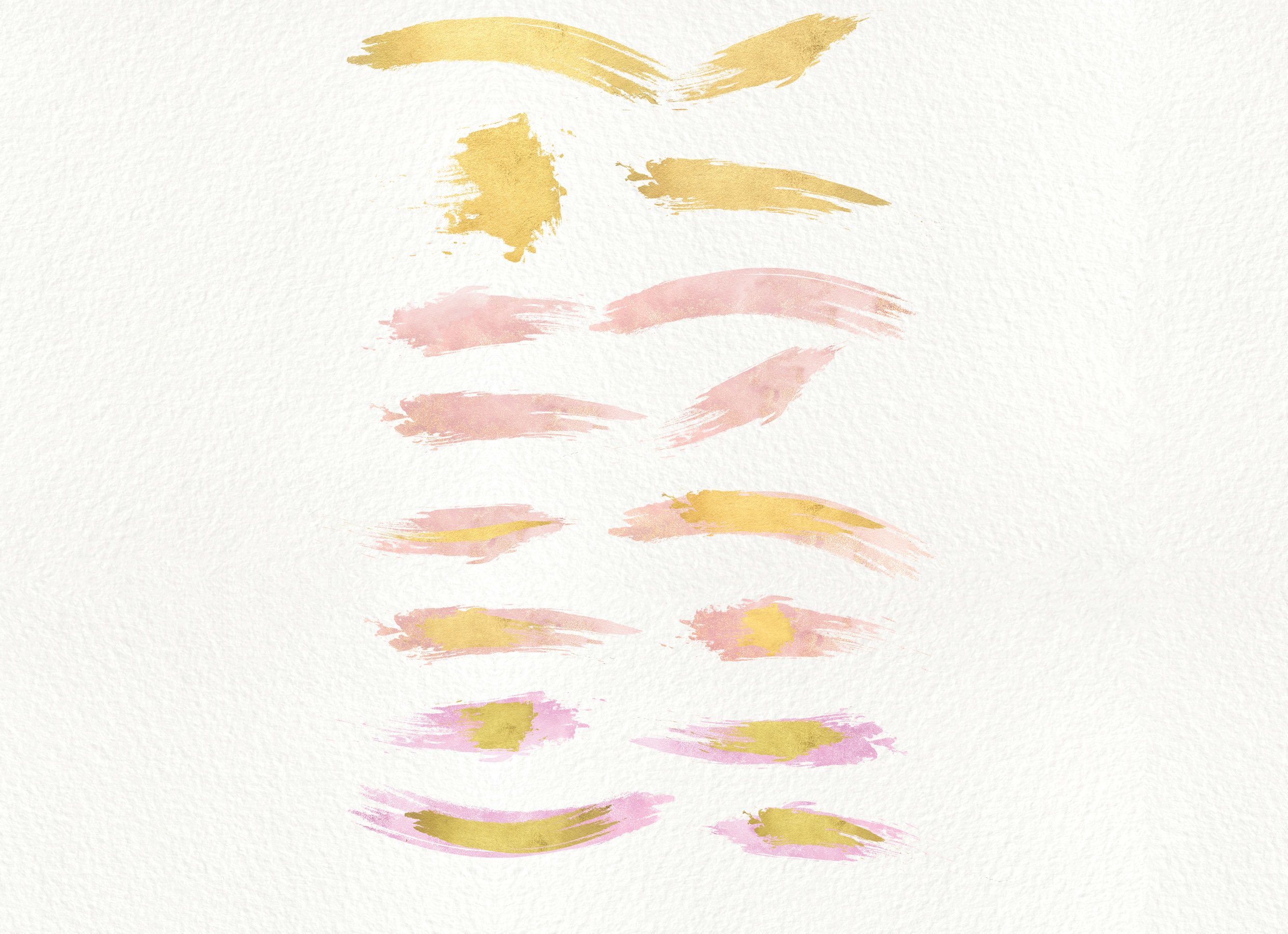 Gold and Blush Brush Strokes Collection (122268) | Illustrations ...