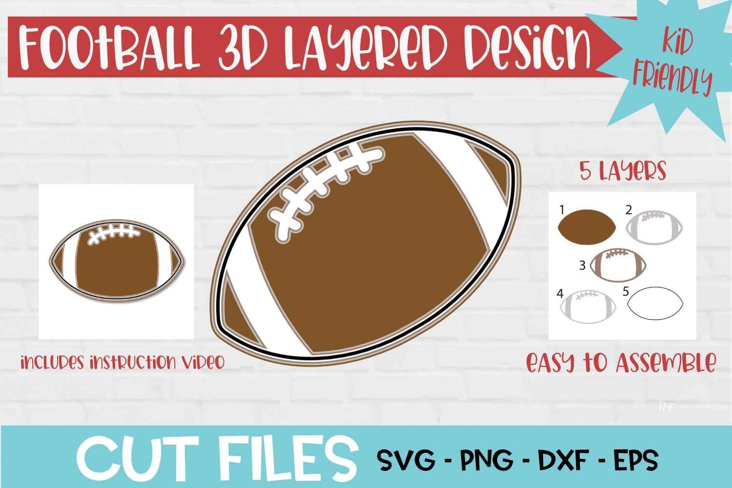 Football 3D Layered SVG Design