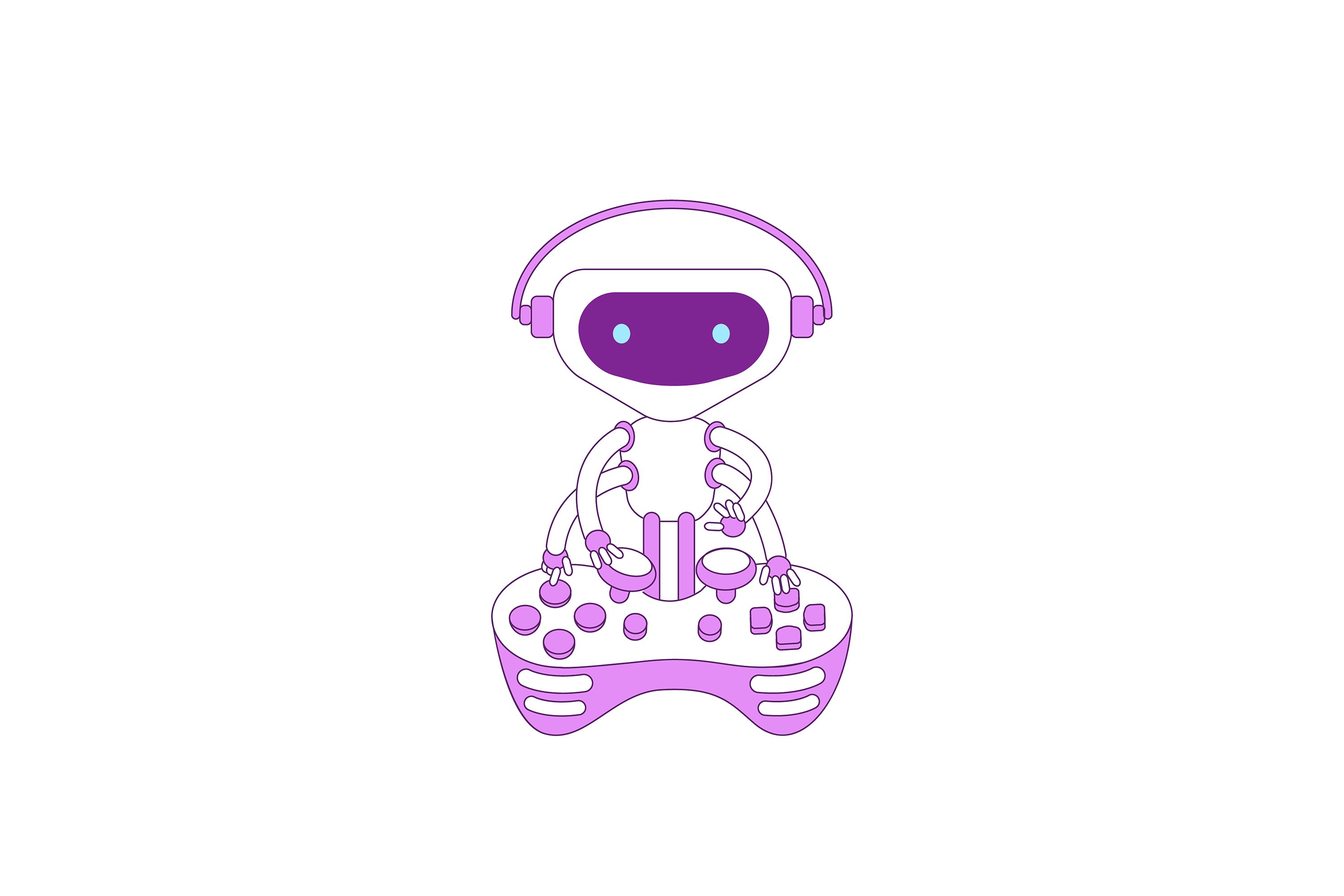 Robot playing console joystick violet linear object (844195 ...