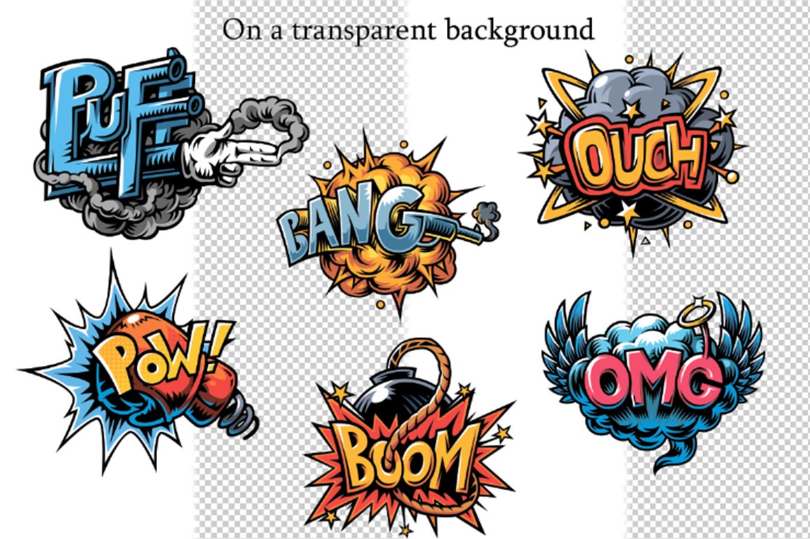 Cool comics explosions (132605) | Decorations | Design Bundles