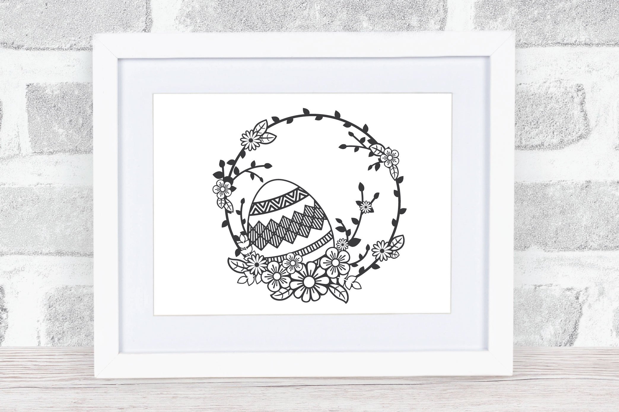 Easter SVG Egg with Floral Frame (513479) | Cut Files | Design Bundles