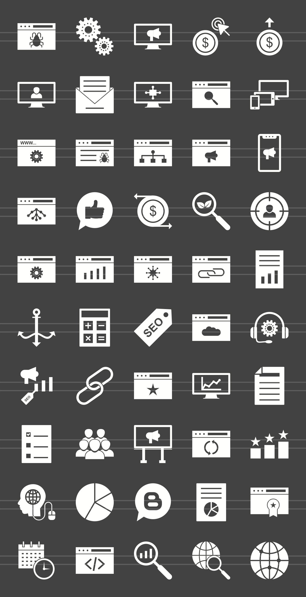 50 SEO Glyph Inverted Icons Season II