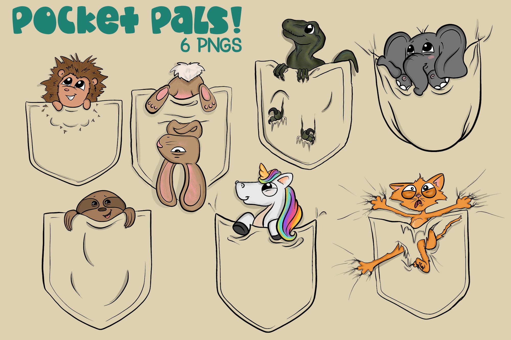 Animal Pocket Pals | Pin Pals | Animals PNGs| Adorable PNG (352584 ...