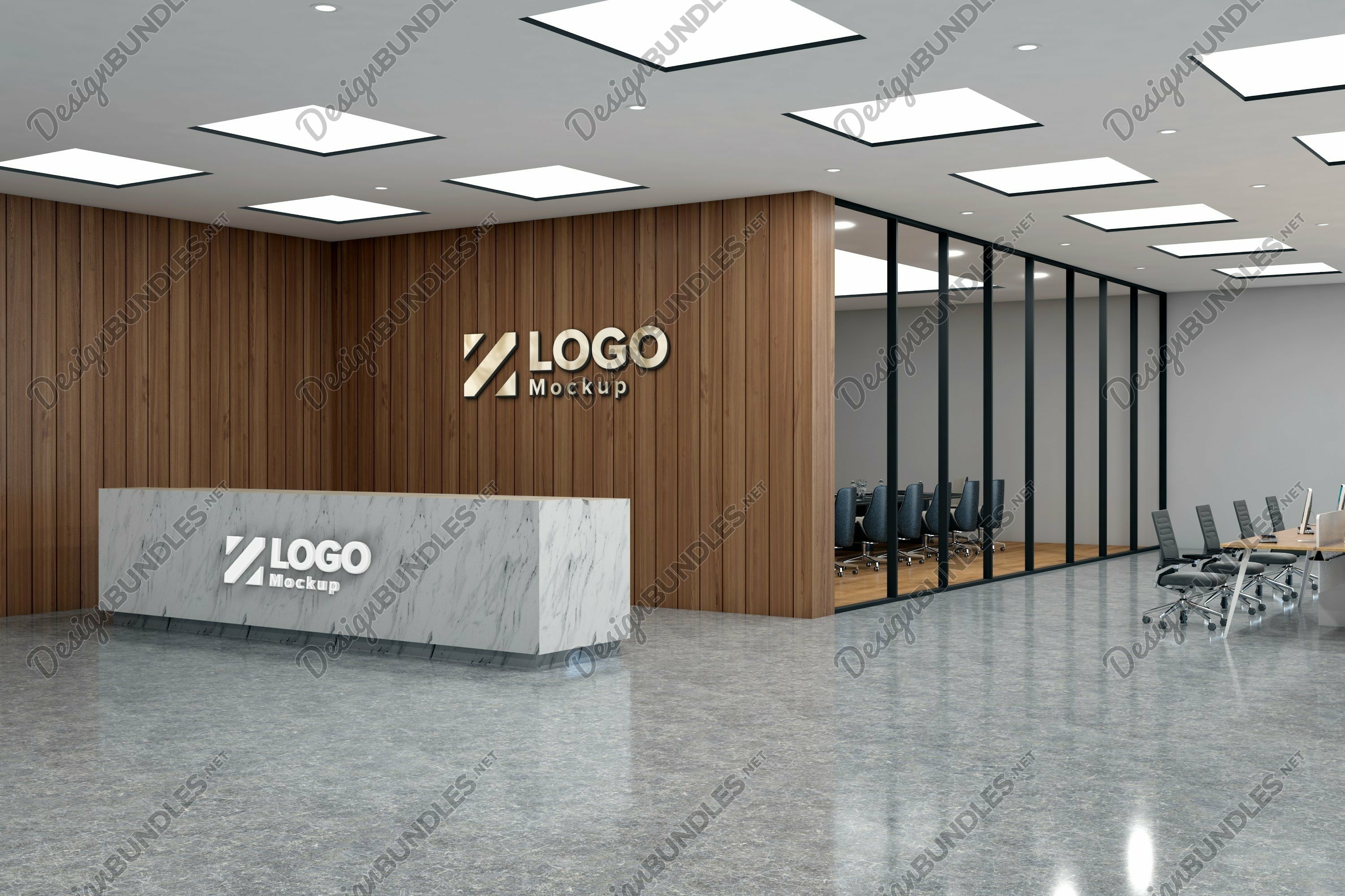 Office or Hotel Reception Logo Mockup Side View (1755921) | Branding ...