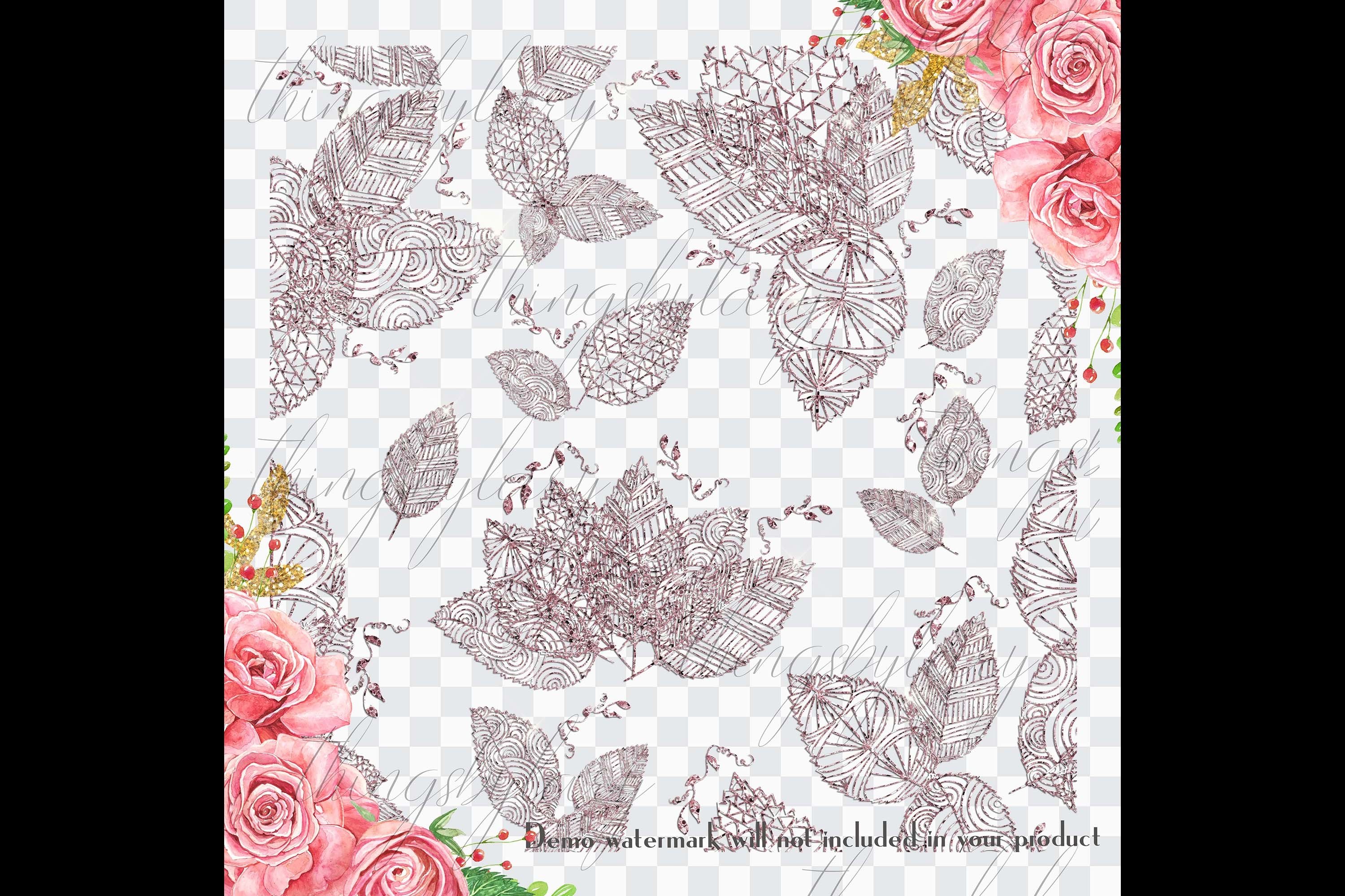 16 Seamless Glitter Leaves Photo Card Overlay Digital Images (273311 ...