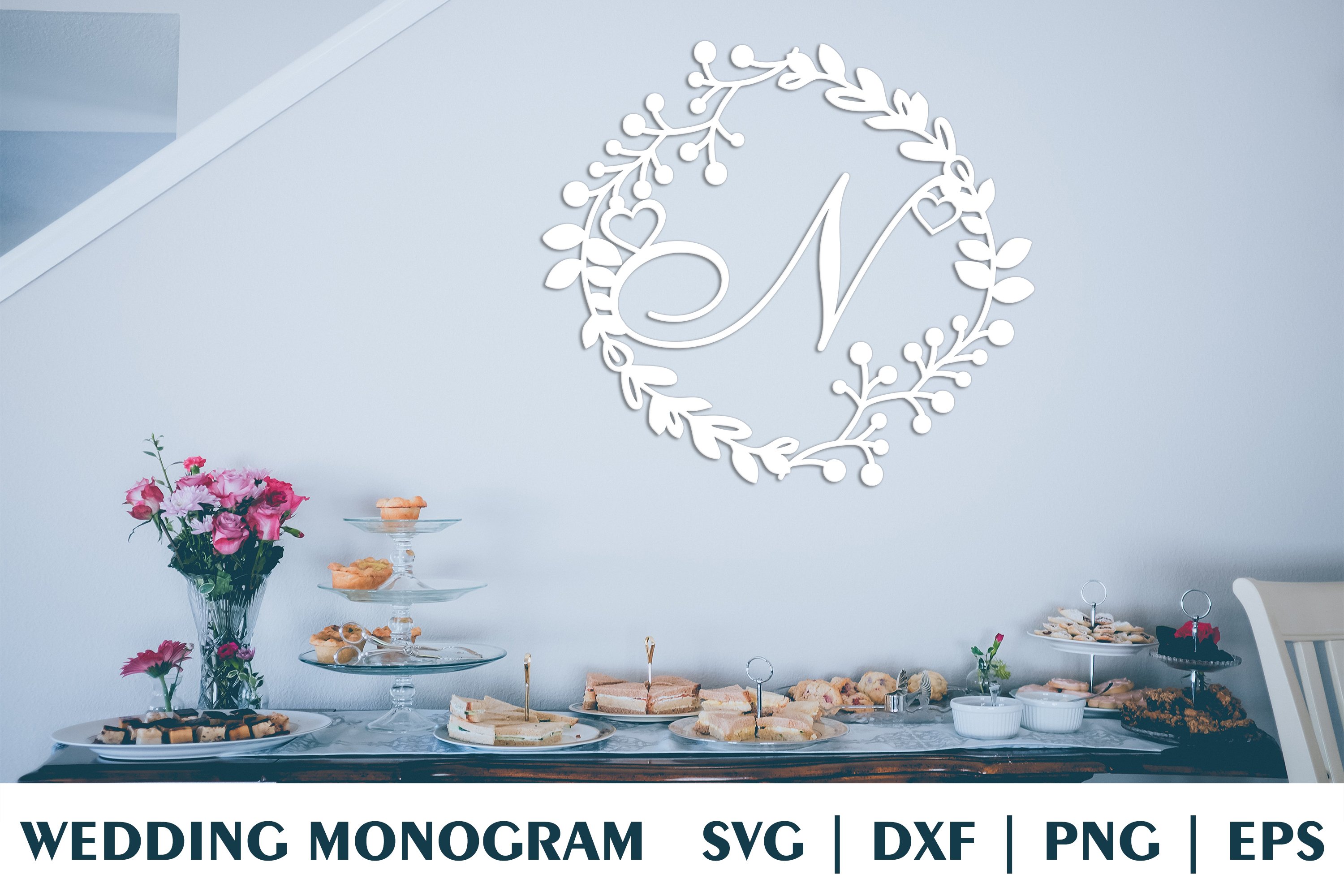 Letter N of the wedding decorative monogram SVG EPS DXF PNG (689400 ...