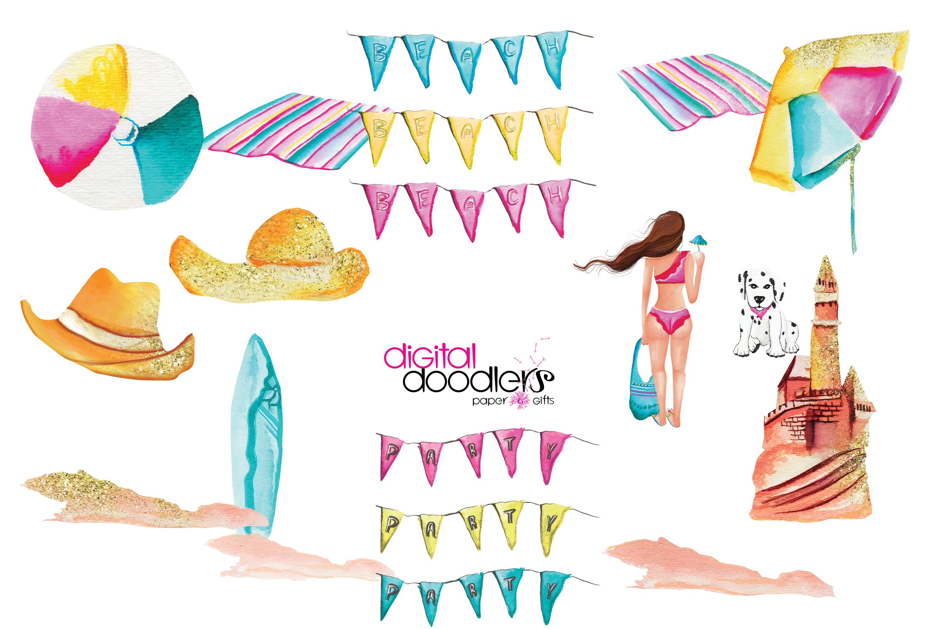 Party Beach Clipart (96933) | Illustrations | Design Bundles