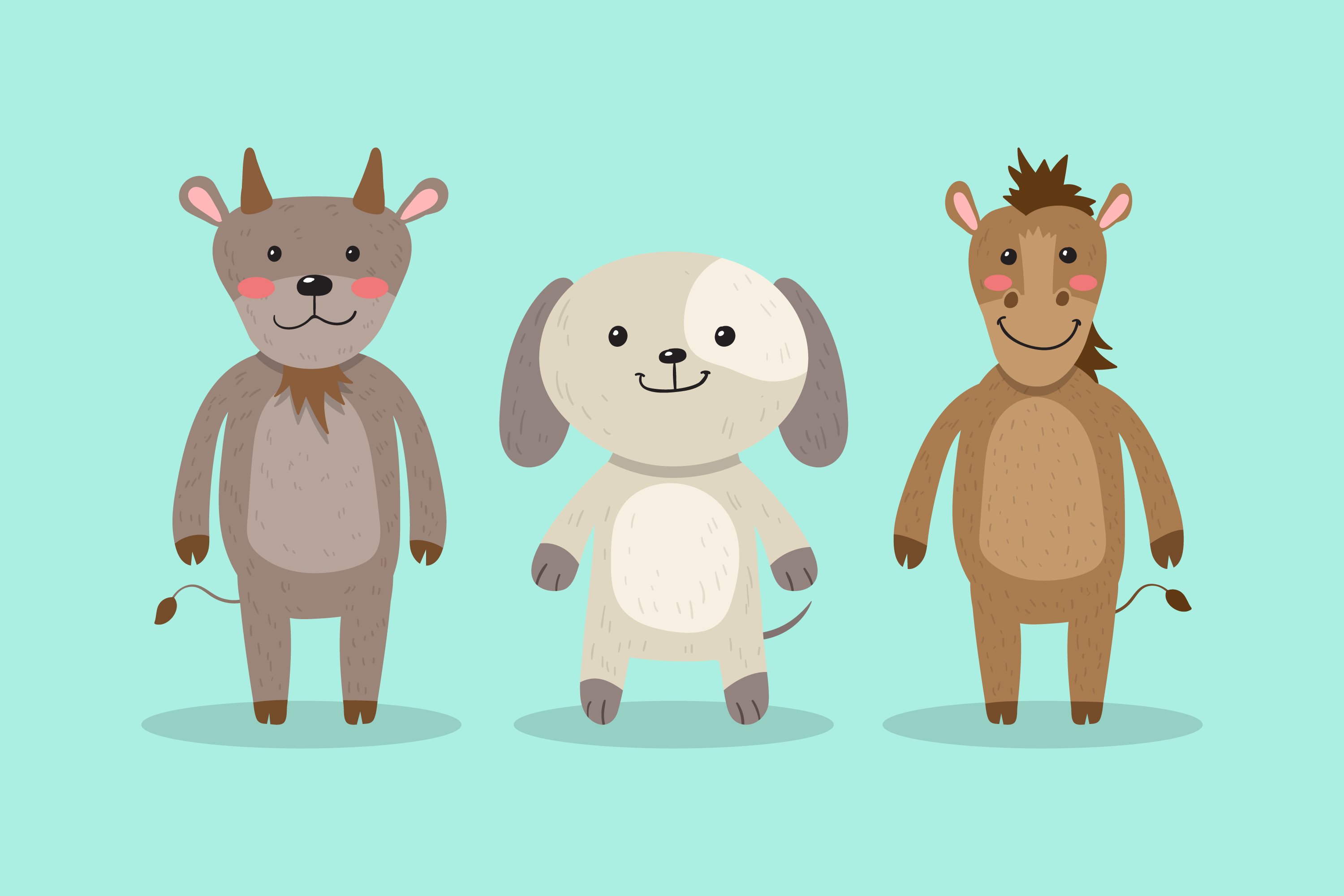 Happy Funny Cartoon Animals