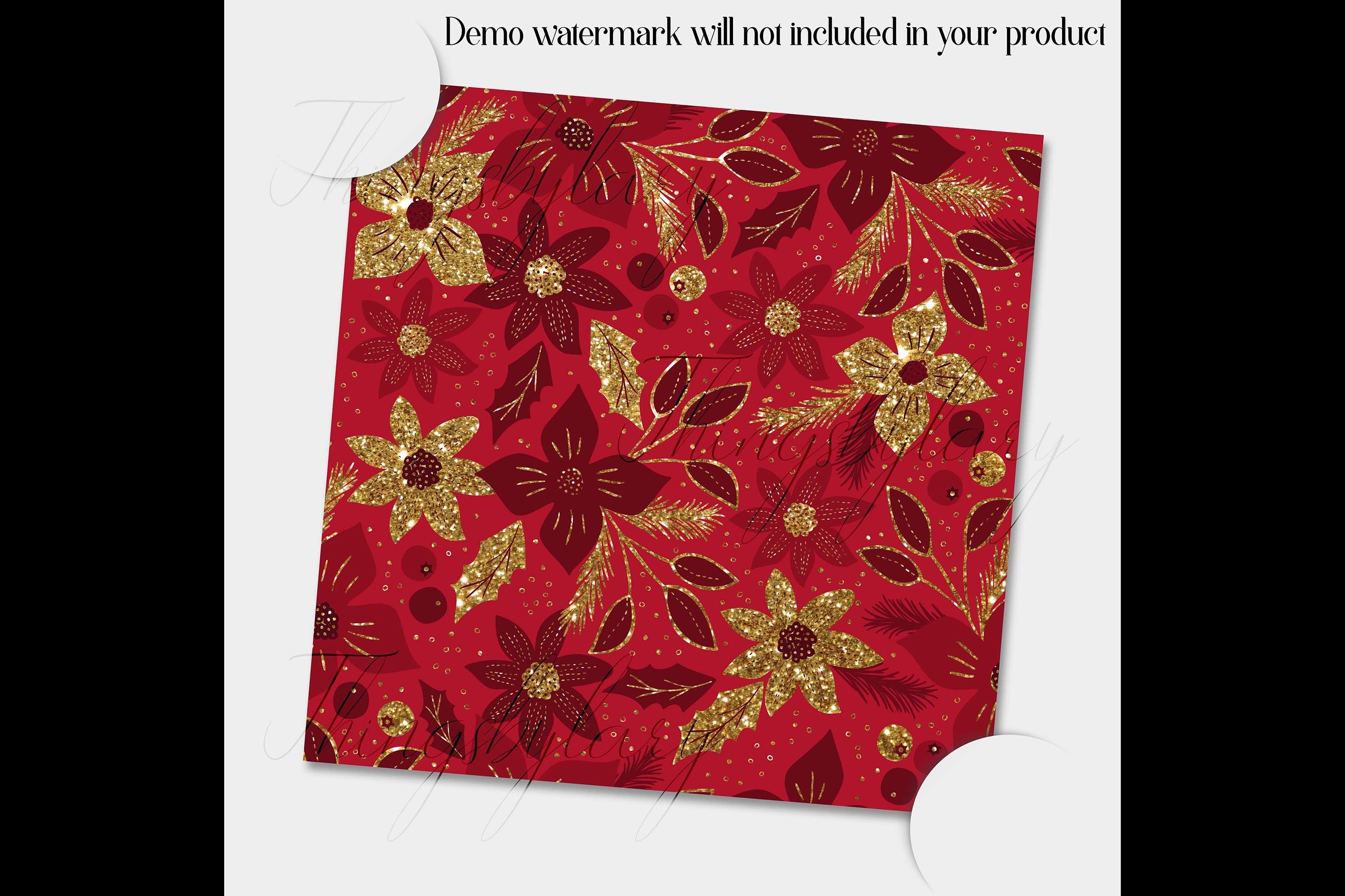 100 Seamless Glitter Gold Christmas Floral Digital Papers (376004 ...