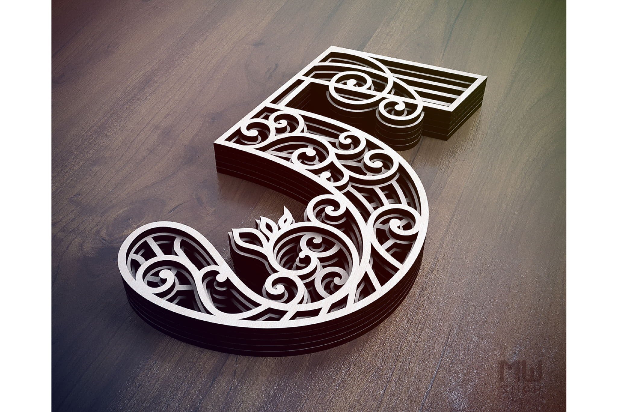 Layered Number 5, Multilayer Number 5 pattern, Number 5 SVG (579621 ...