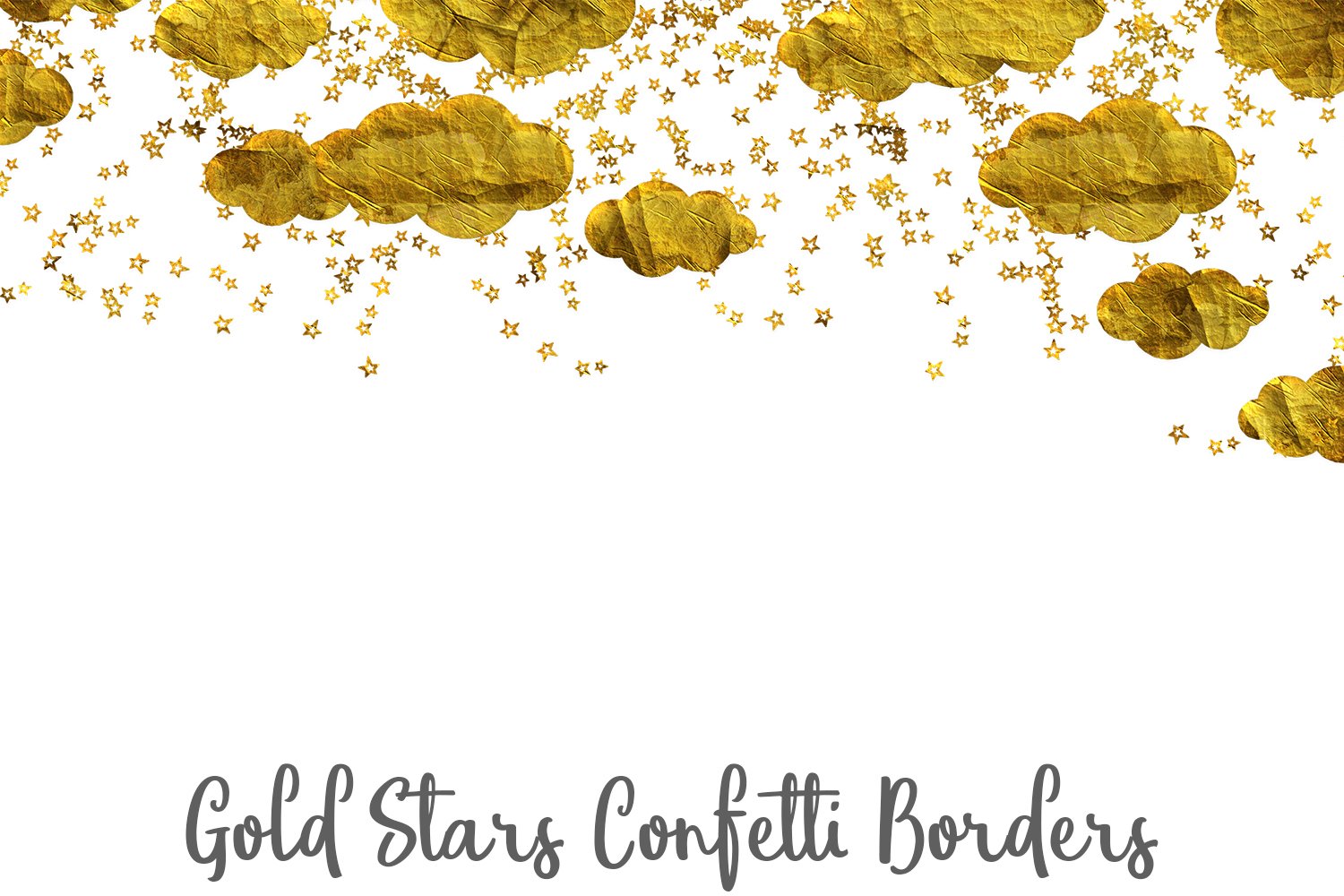 Gold Stars Confetti Borders Pack (96329) | Scrapbooking | Design Bundles