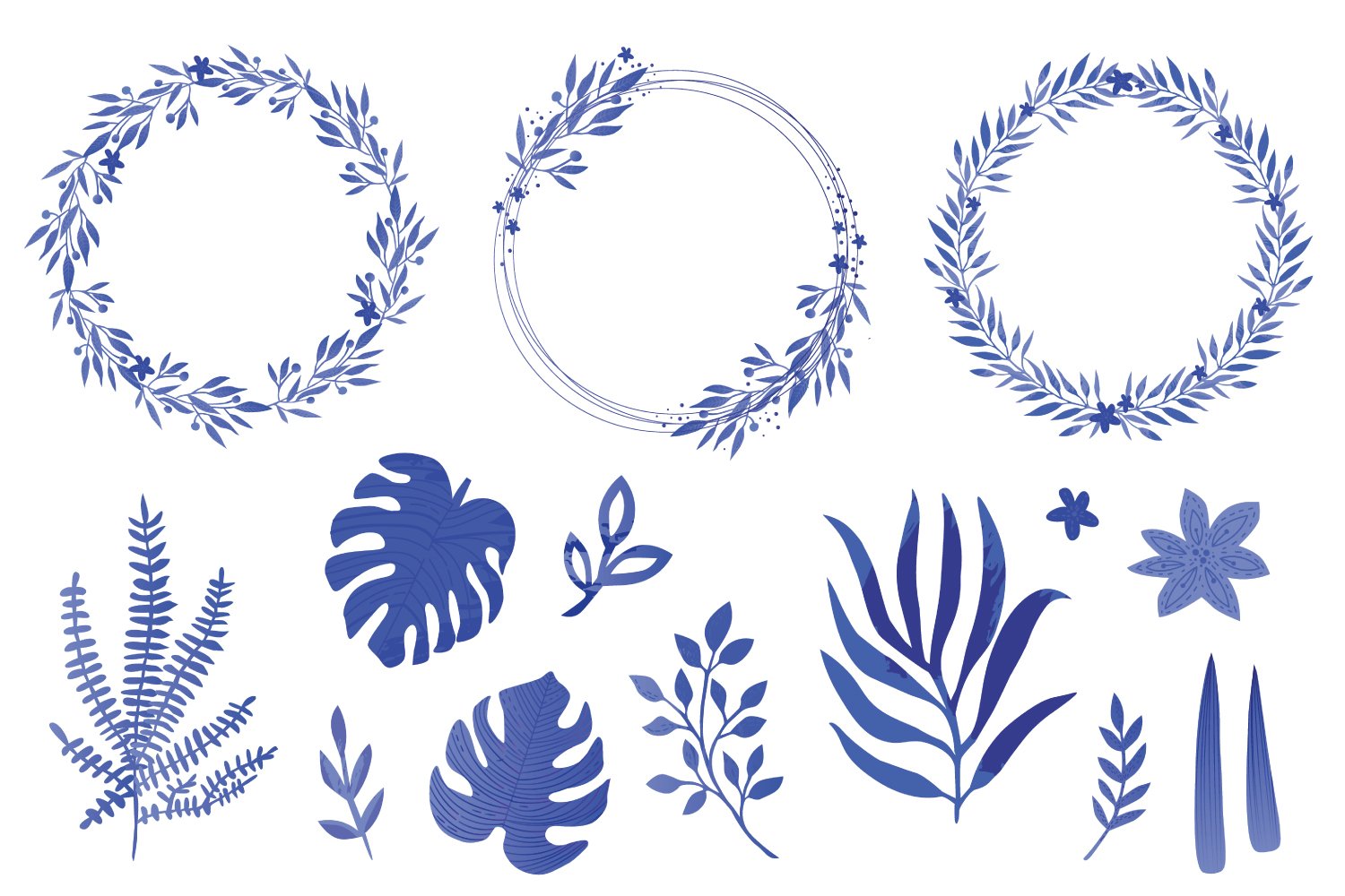 Vector Blue leaves and Frames Borders / PNG Clipart / (729470 ...