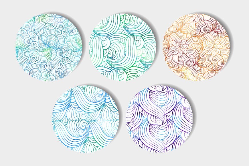 Vibrant waves seamless patterns set (25141) | Backgrounds | Design Bundles