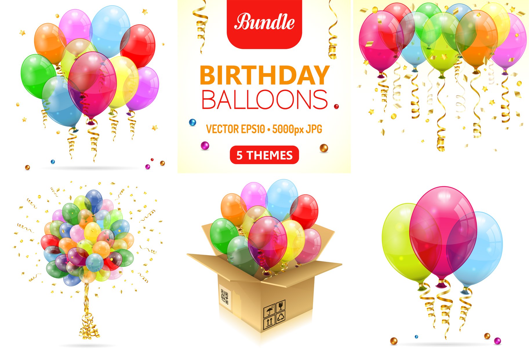 Birthday Balloons Posters (1184712) | Illustrations | Design Bundles